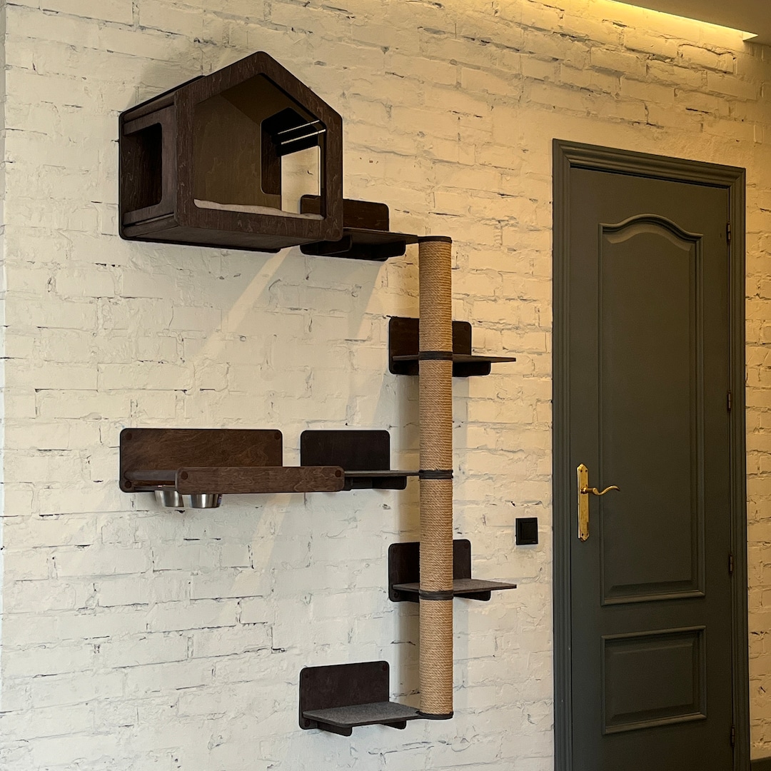 Wall Cat House Wooden Cat House Modern Cat Wall Furniture Cat House Cat ...