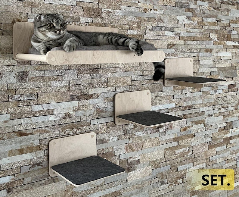 Set Shelves for Cats Gift for Cat Lover Cat Gift Cat Furniture Cat Wall ...