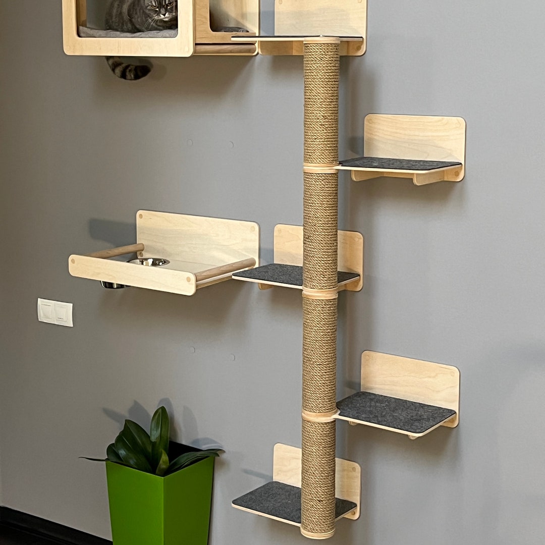 Modern Cat Tree Furniture Wood Cat Scratcher Cat Condo Cat Tower ...