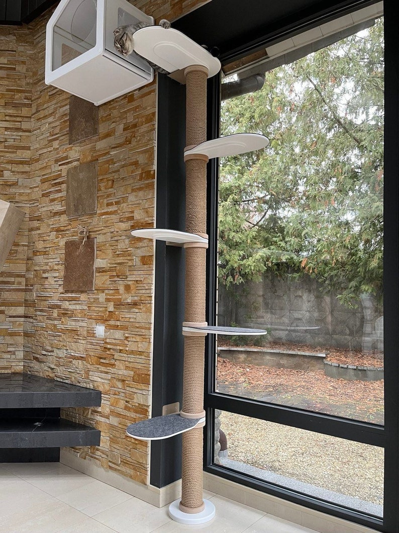 Cat Tree Tower Modern Cat Condo Wood Cat Tree Cat Climbing Furniture ...