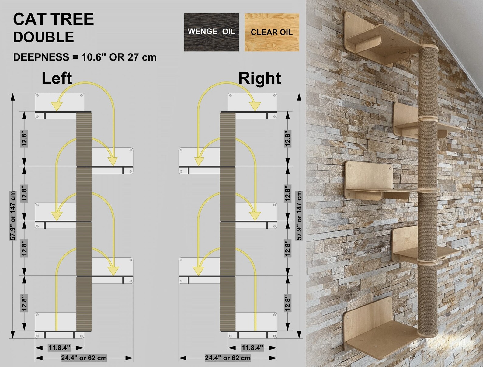 Stylish Cat Tree Tower Modern Cat Furniture Wood Cat Tree Wall - Etsy