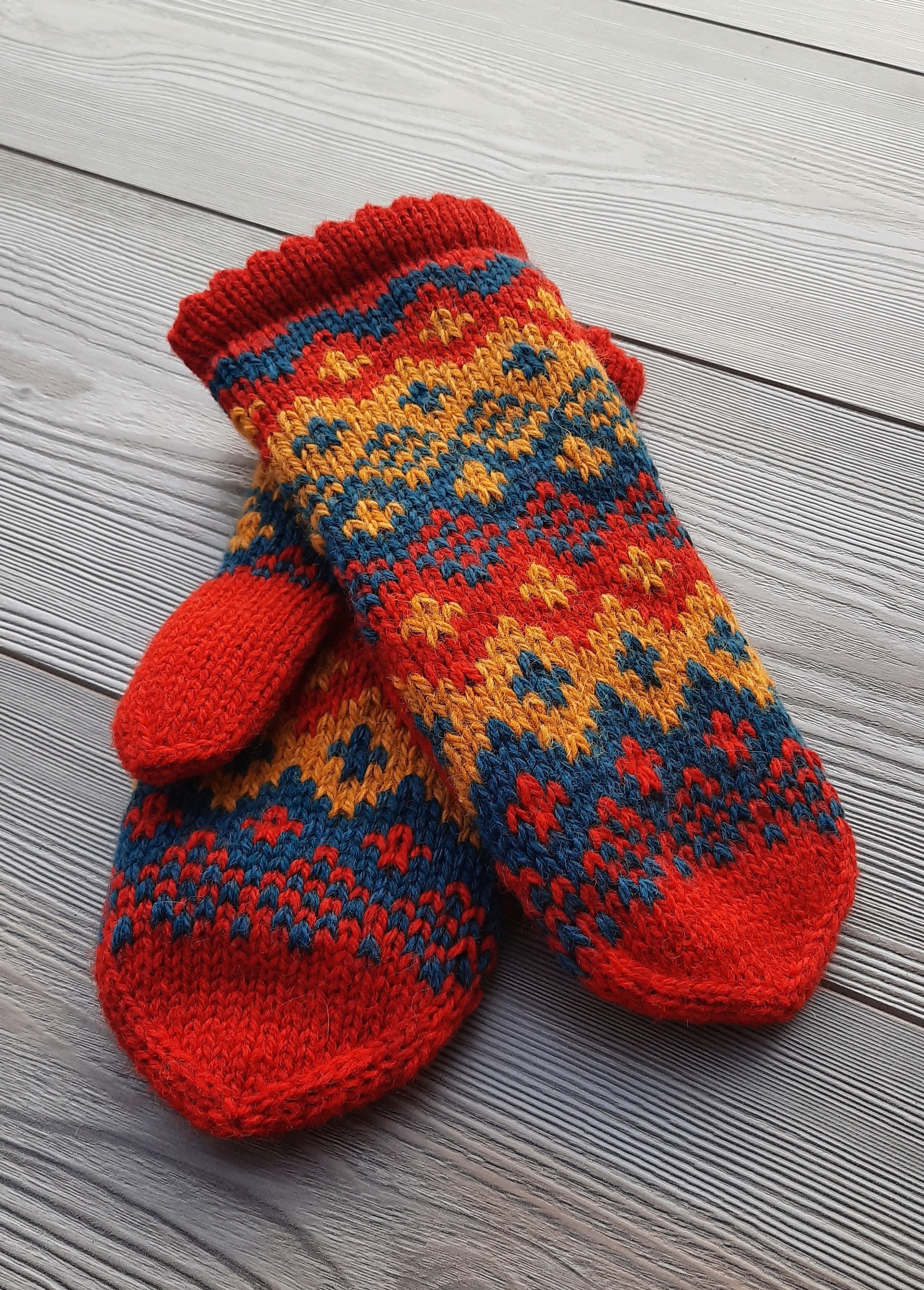 Double Knitted Mittens for Woman Latvia Mitten Wool - Etsy
