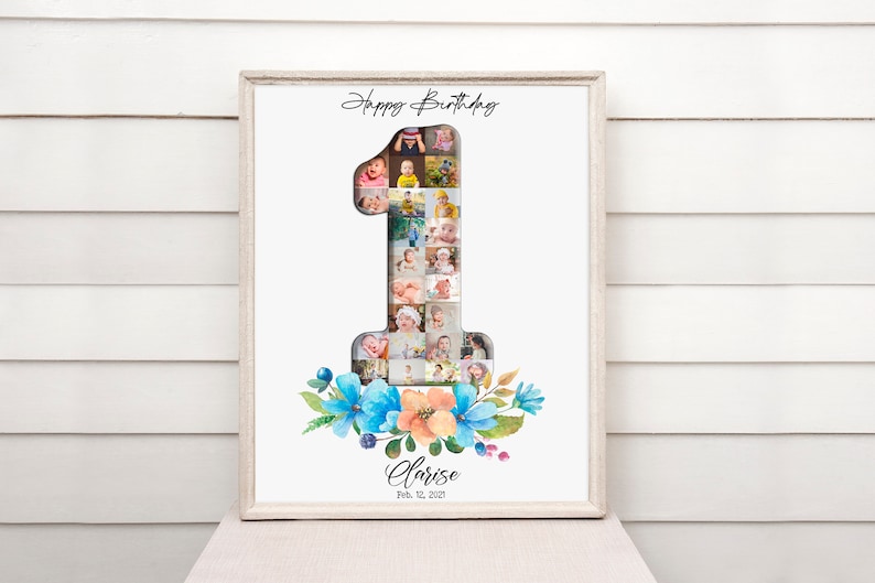 Baby Photo Collage, Number One Photo Collage, First Year Photo, Number ...