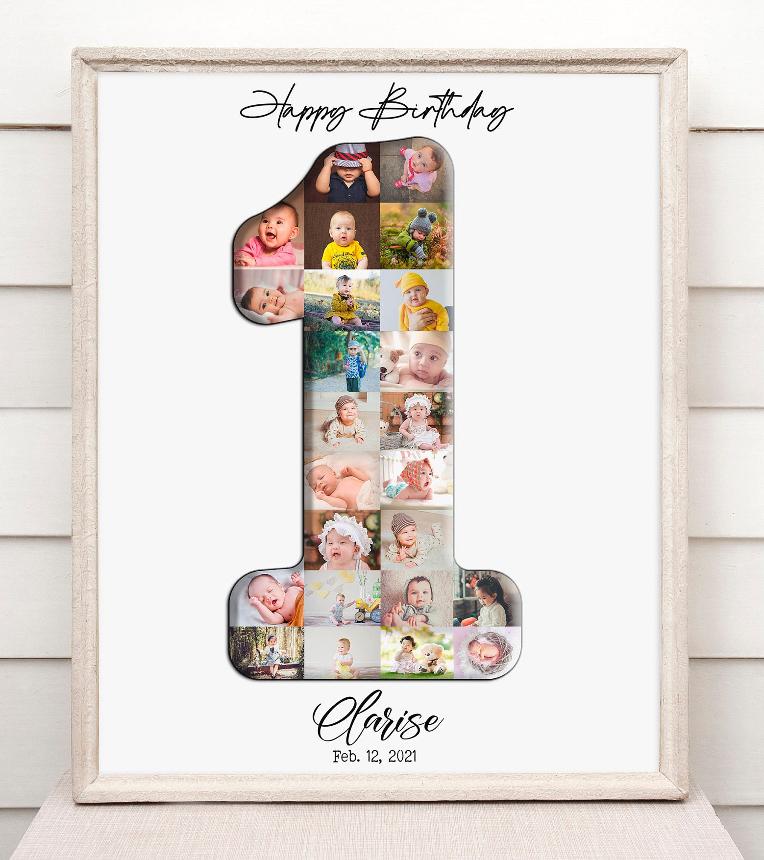 First Birthday Photo Collage, Baby Photo Collage, 1st Birthday, Number ...
