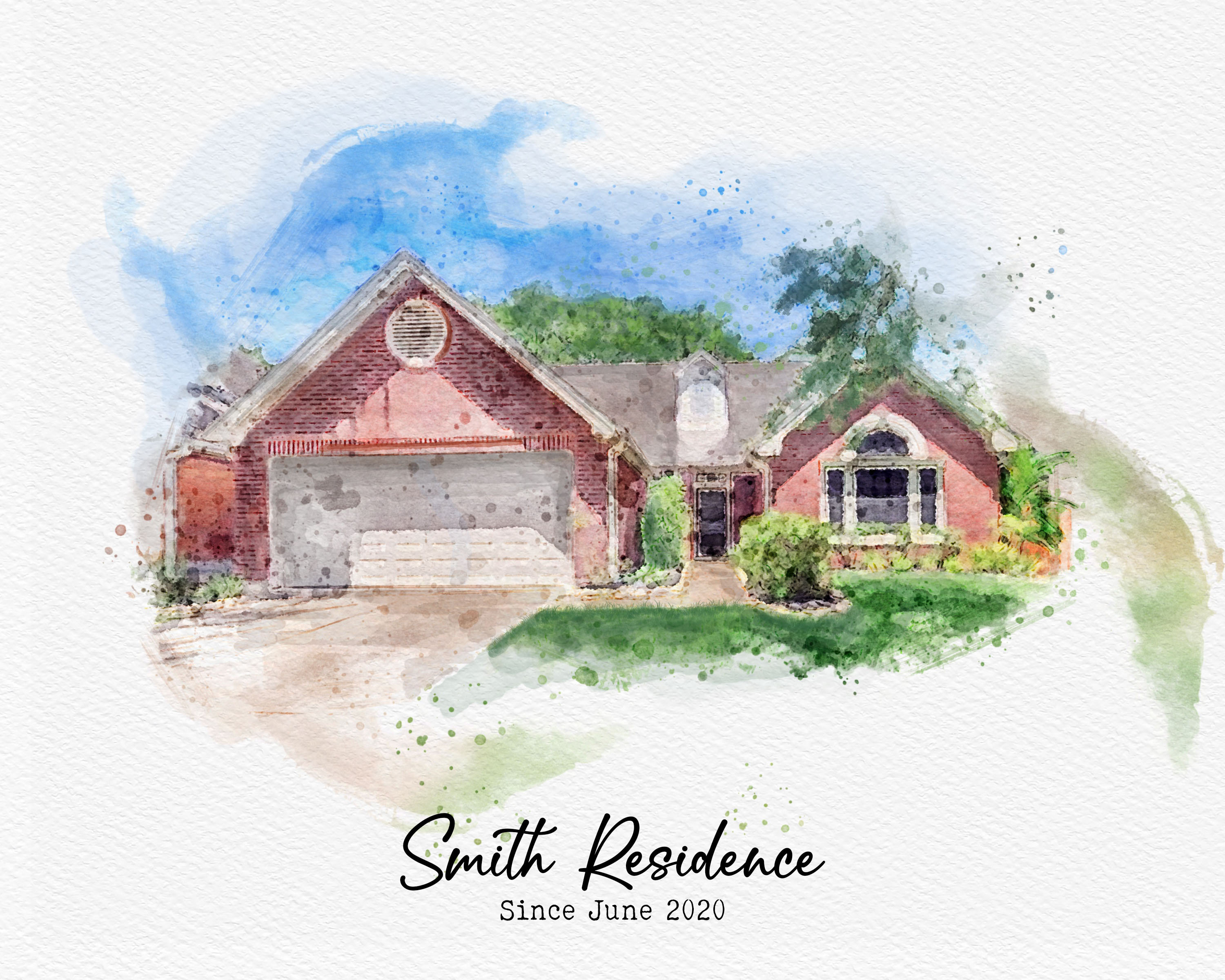 Custom Watercolor House Drawing, Watercolor House Portrait, House ...