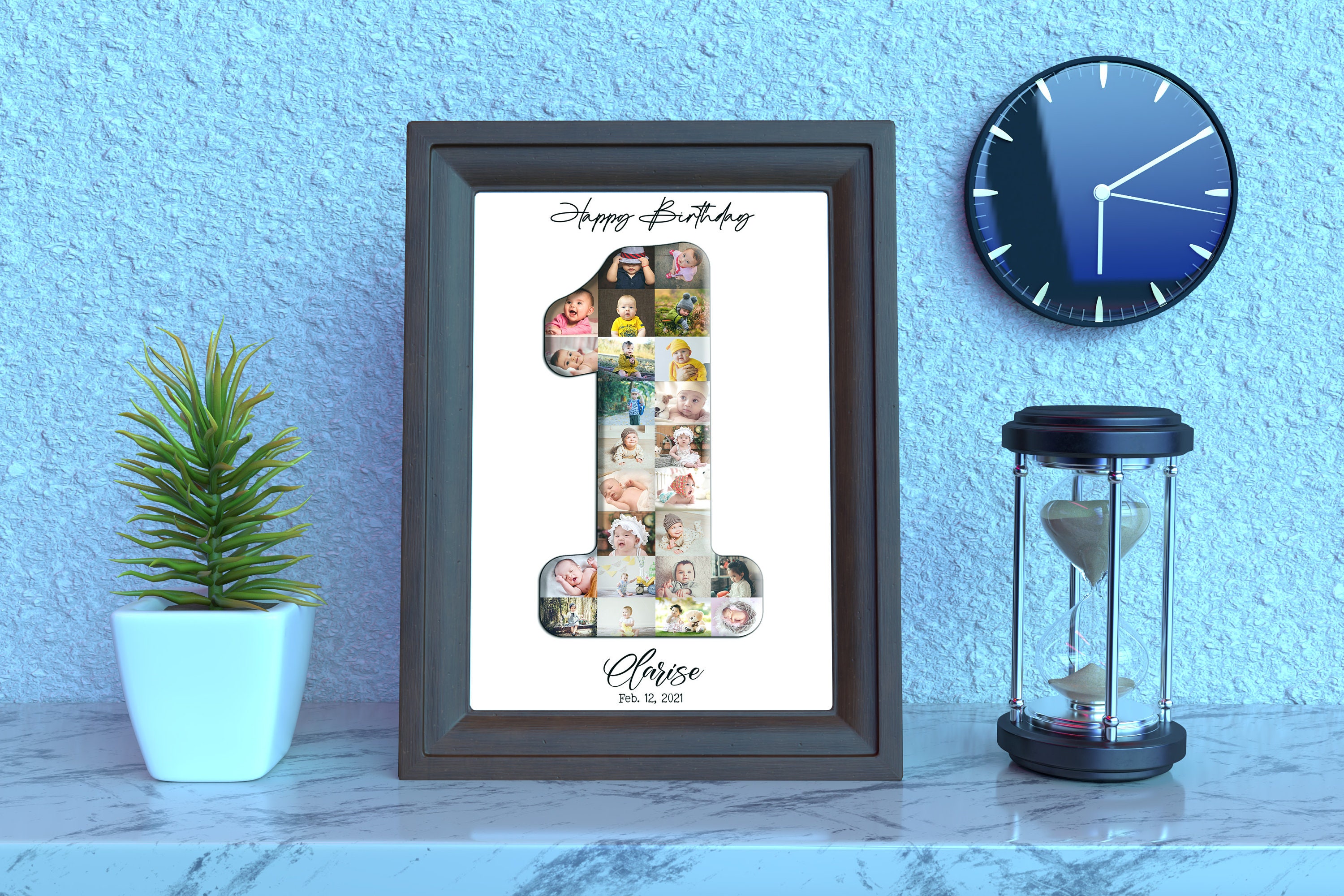 First Birthday Photo Collage, Baby Photo Collage, 1st Birthday, Number ...