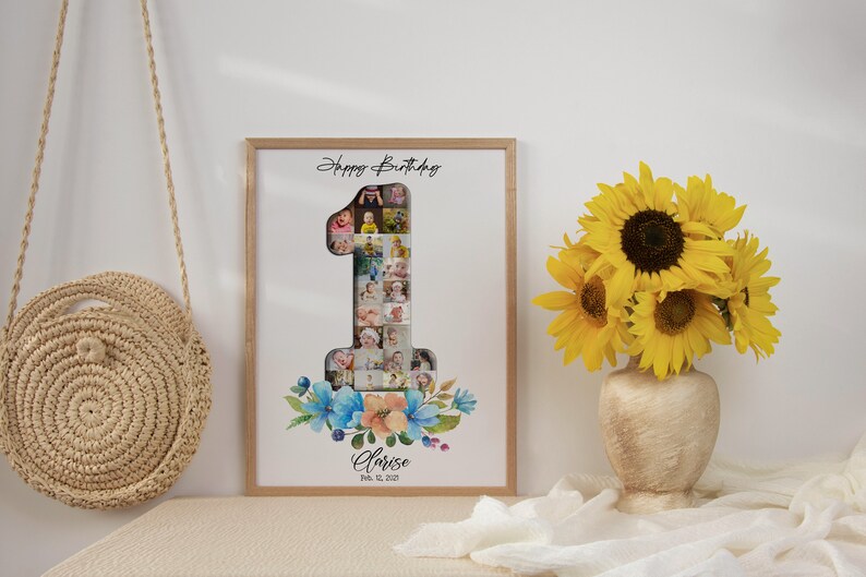 Baby Photo Collage, Number One Photo Collage, First Year Photo, Number ...