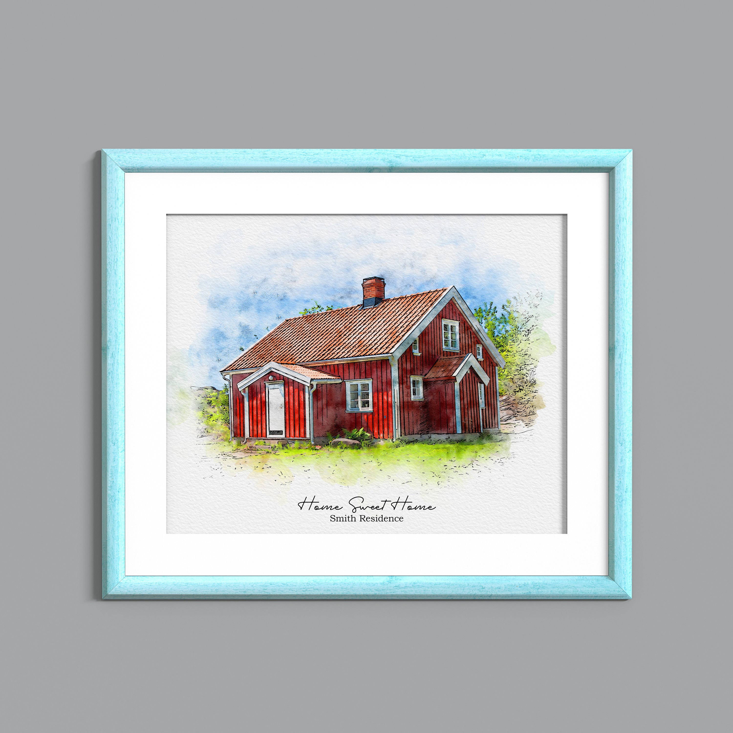 Watercolor House Print, Personalized House Warming Gift, Watercolor ...