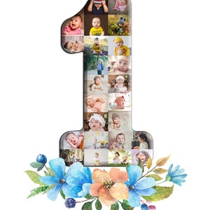 Baby Photo Collage, Number One Photo Collage, First Year Photo, Number ...