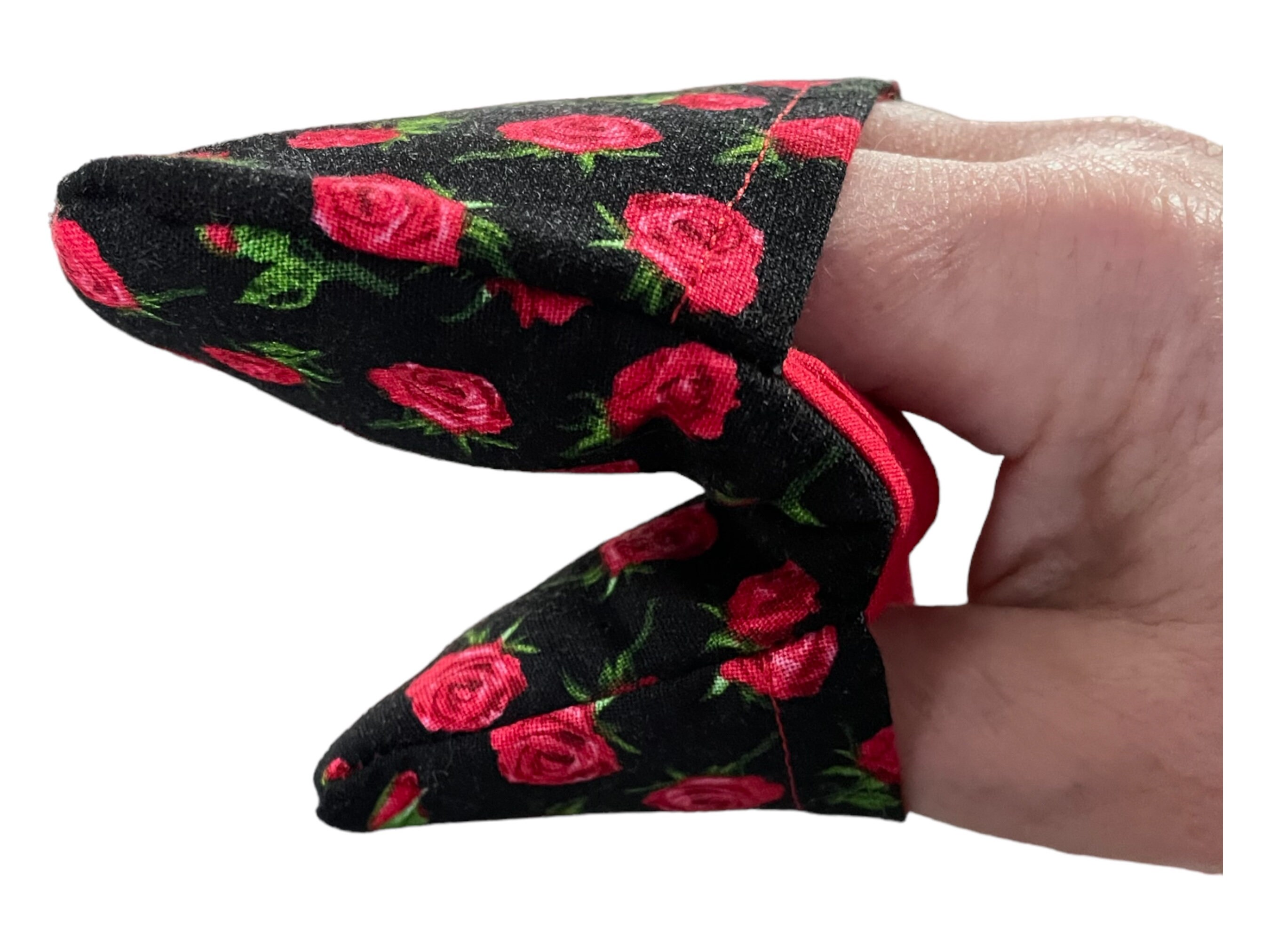 Finger Potholders Red Roses Pattern Red Accent Color Mini - Etsy