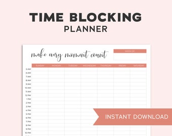 Time Blocking Excel Sheet editble - Etsy