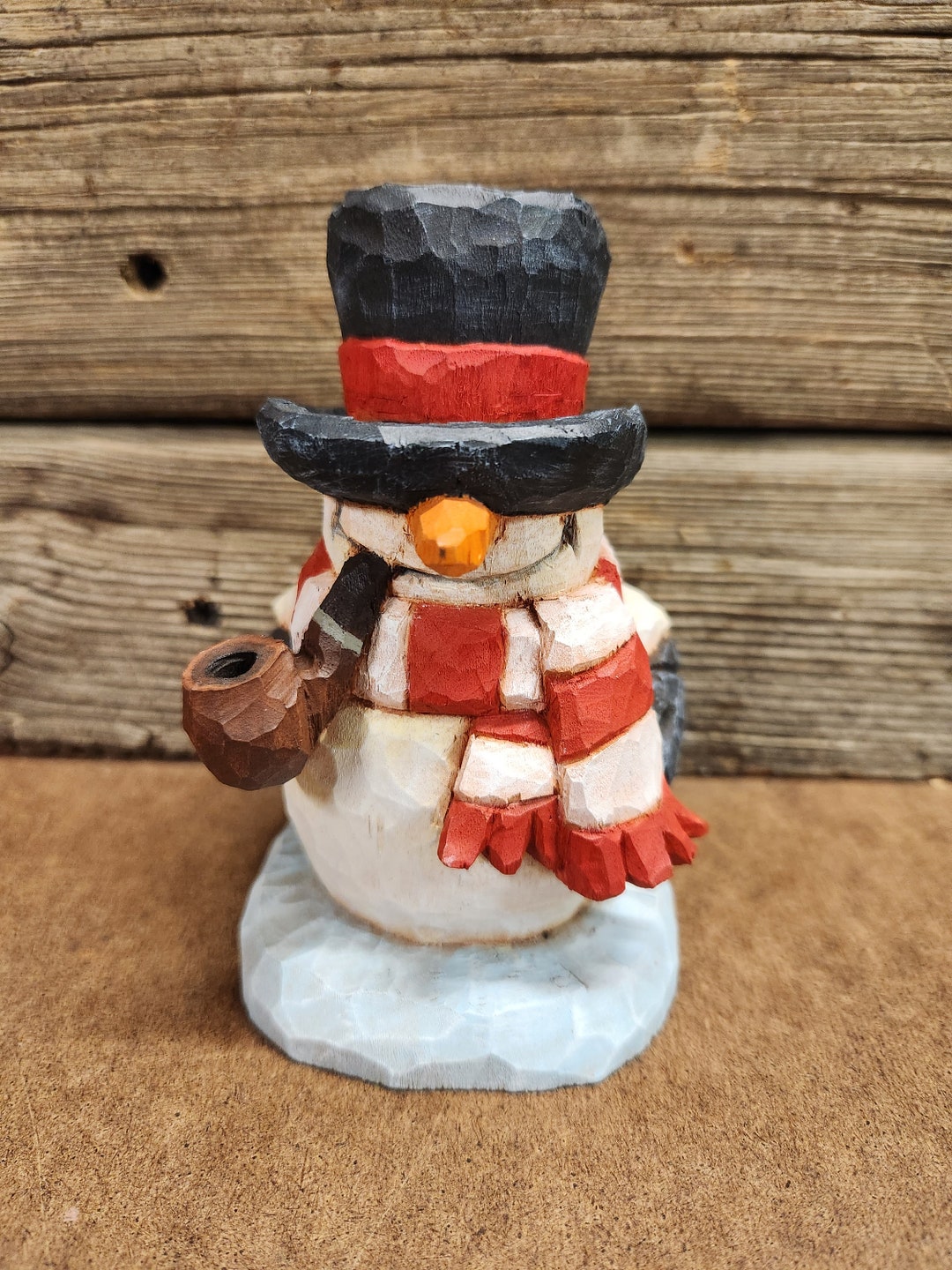 Snowman With Pipe red & White Scarf - Etsy
