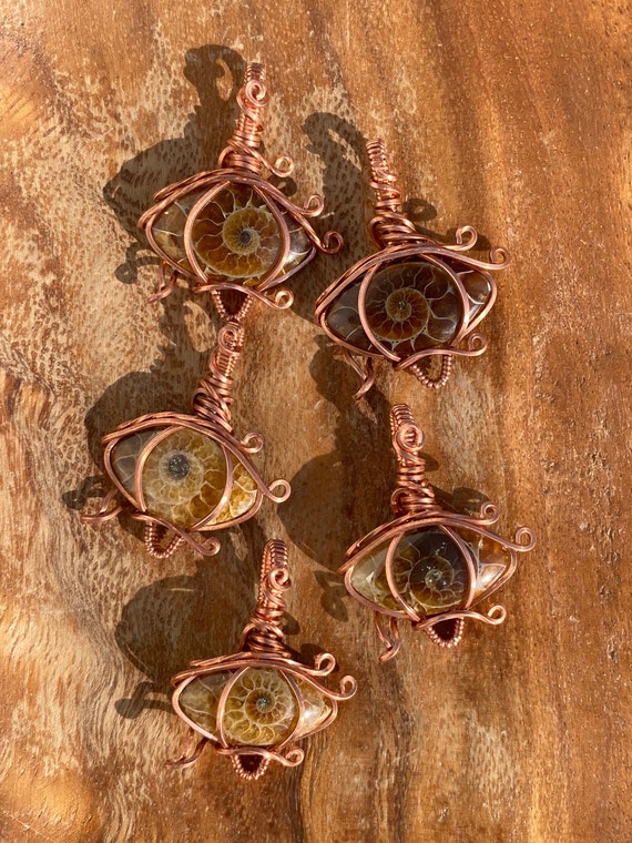 Ammonite Eye of Horus Pendant | Etsy