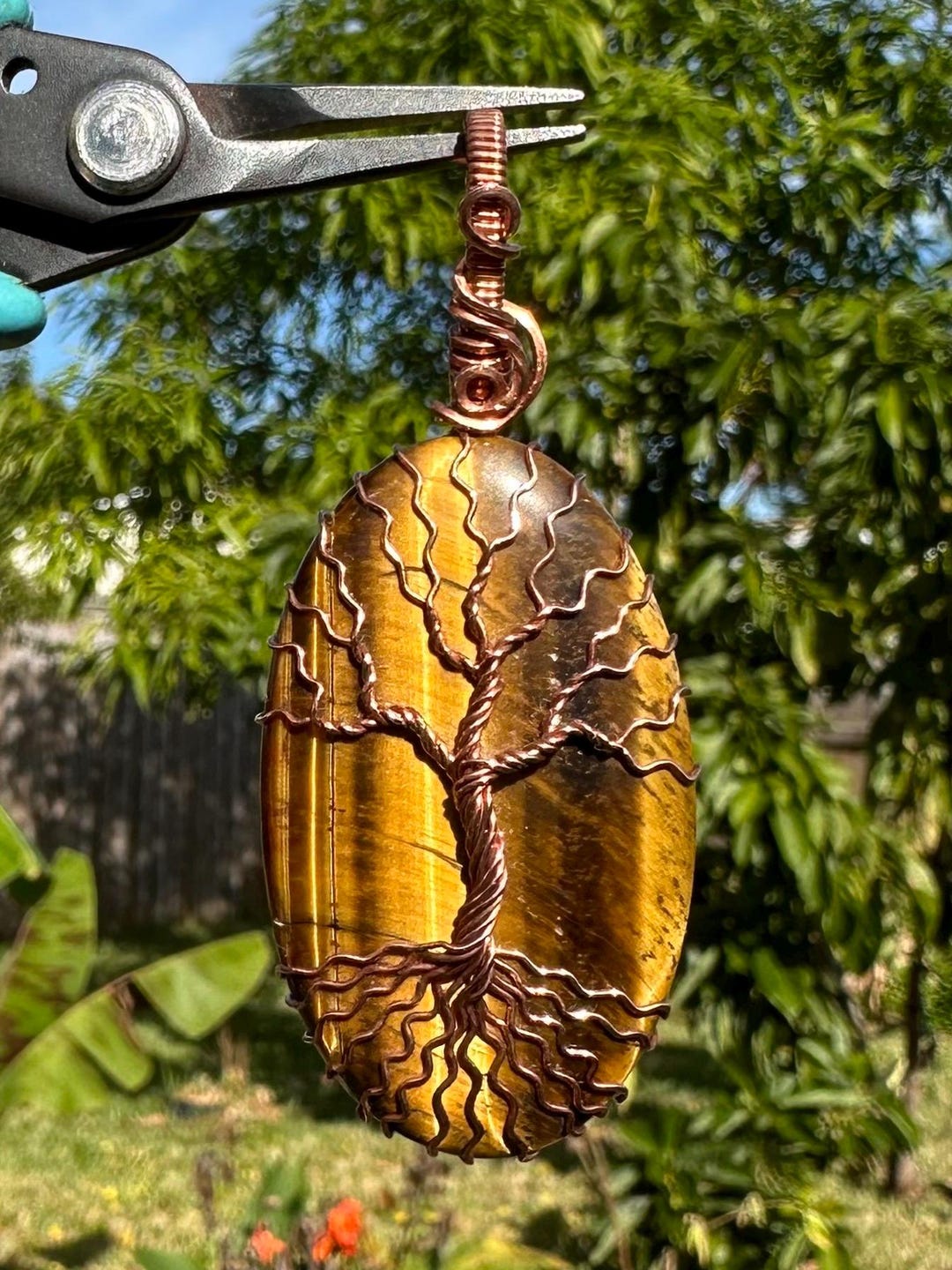 Tigers Eye Tree of Life Pendant - Etsy