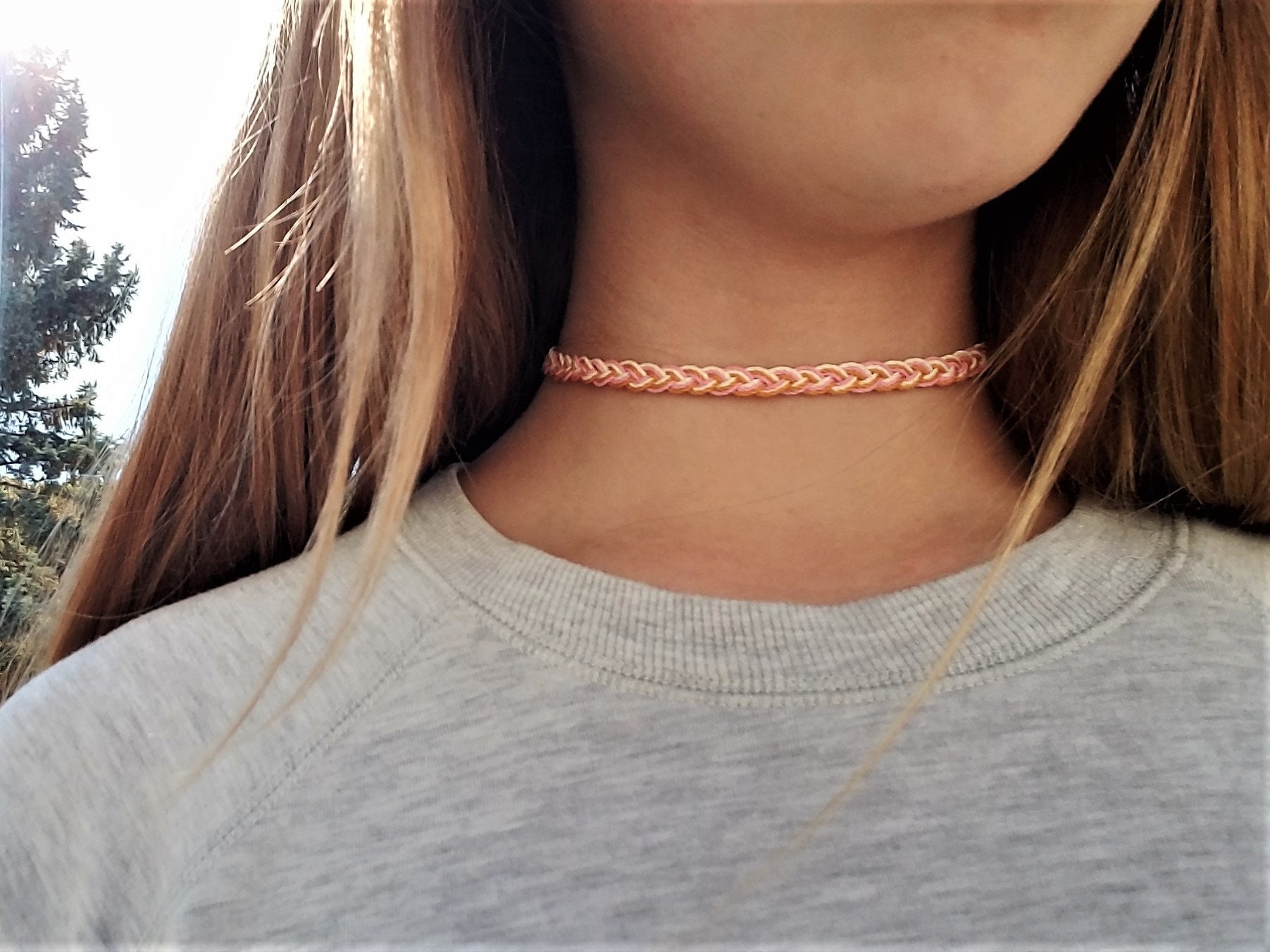 Custom Braided Choker Streaked Colors Choker Handmade Choker | Etsy