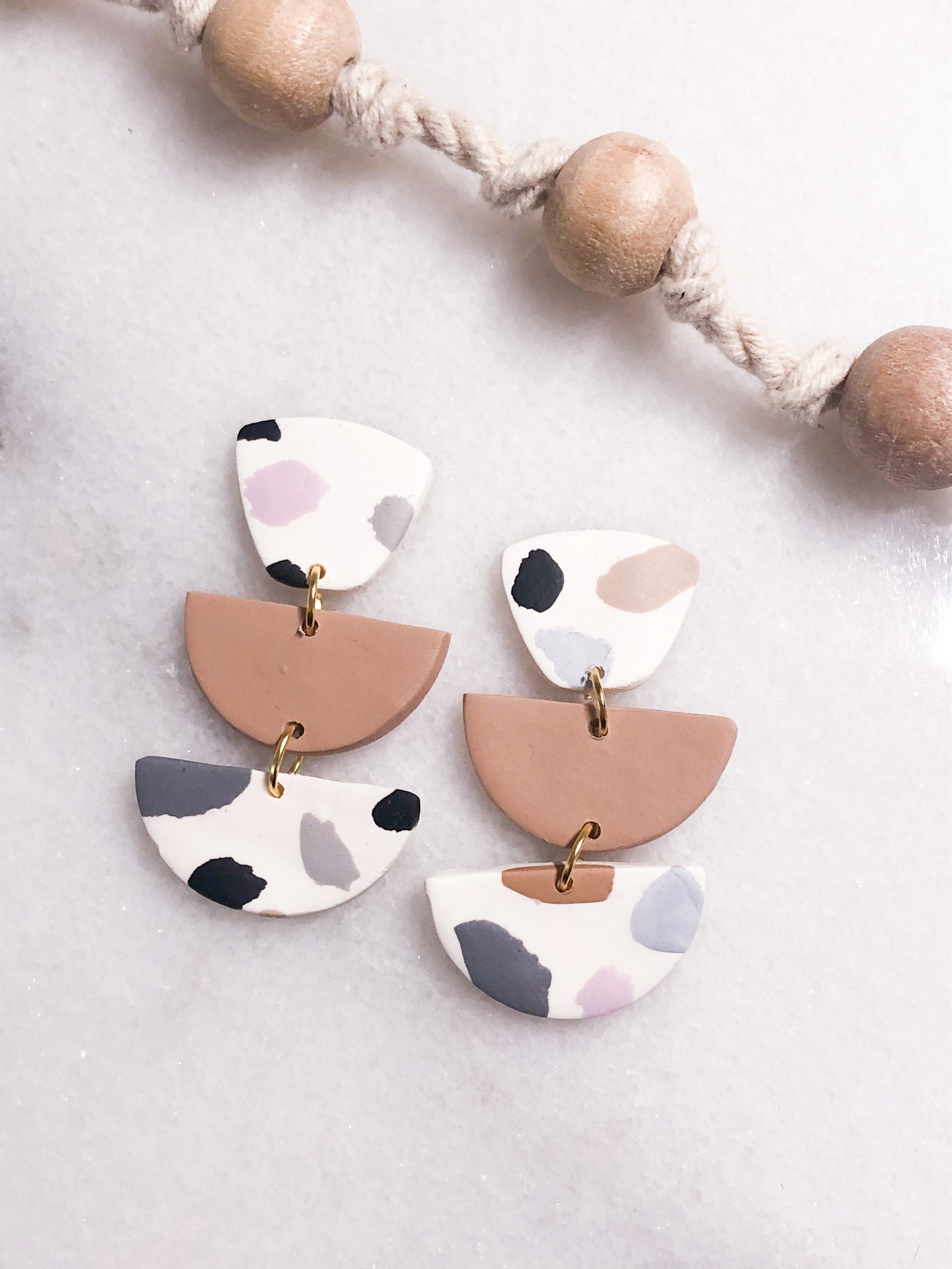 The Bessie / Fall Rust and Neutral Terrazzo Polymer Clay - Etsy