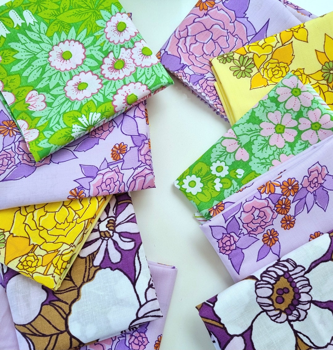 Vintage Fabric Bundle 70s Fabric New Unused 5X Fat Quarters Floral ...