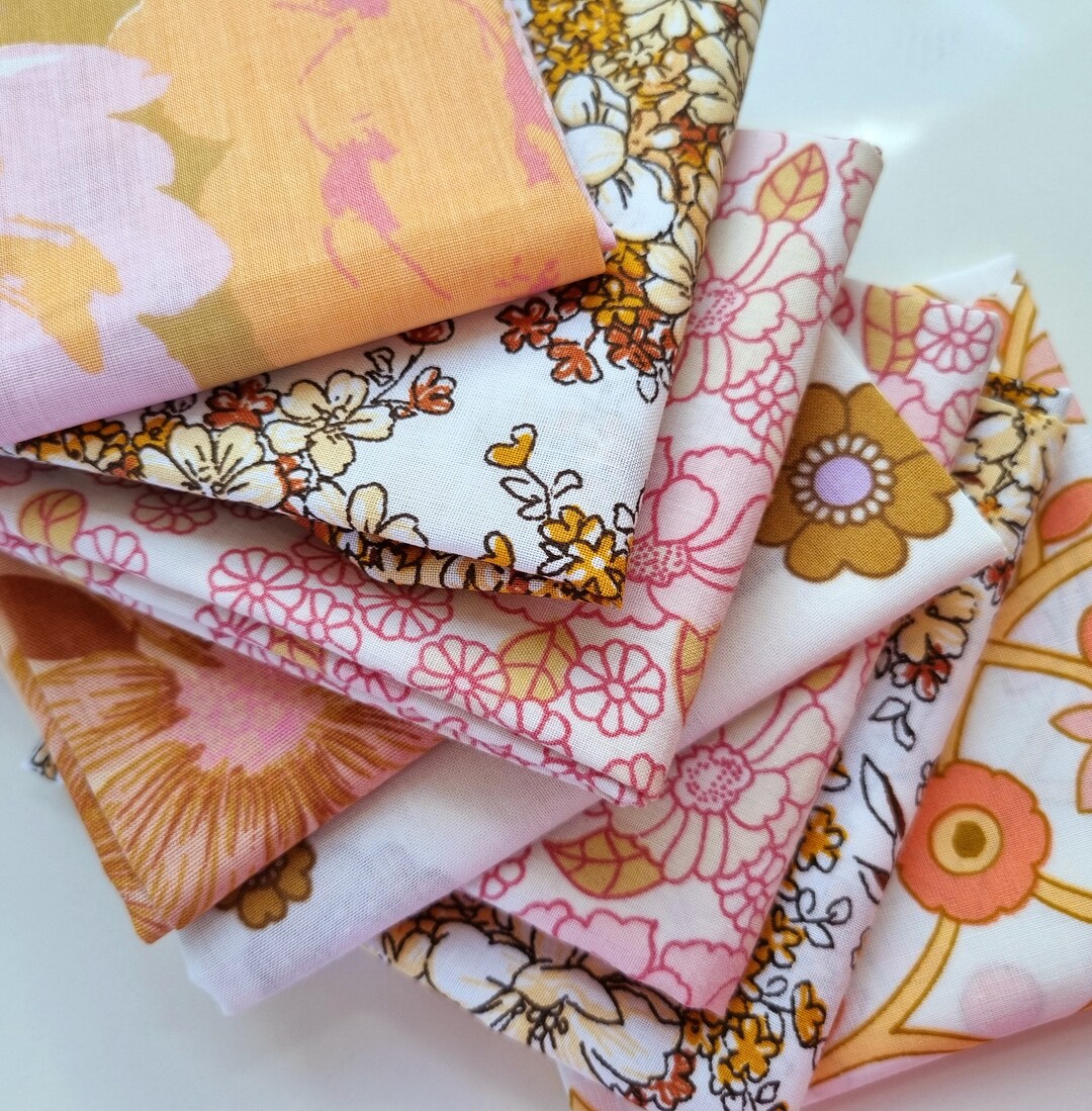 Vintage Fabric Bundle 70s Fabric 8X Fat Quarters Floral Retro ...