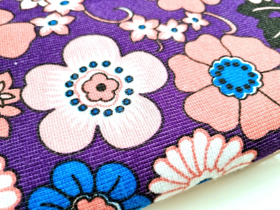 Vintage Fabric, 70s Fabric, Retro Fabric, Home Decor, Floral Fabric ...
