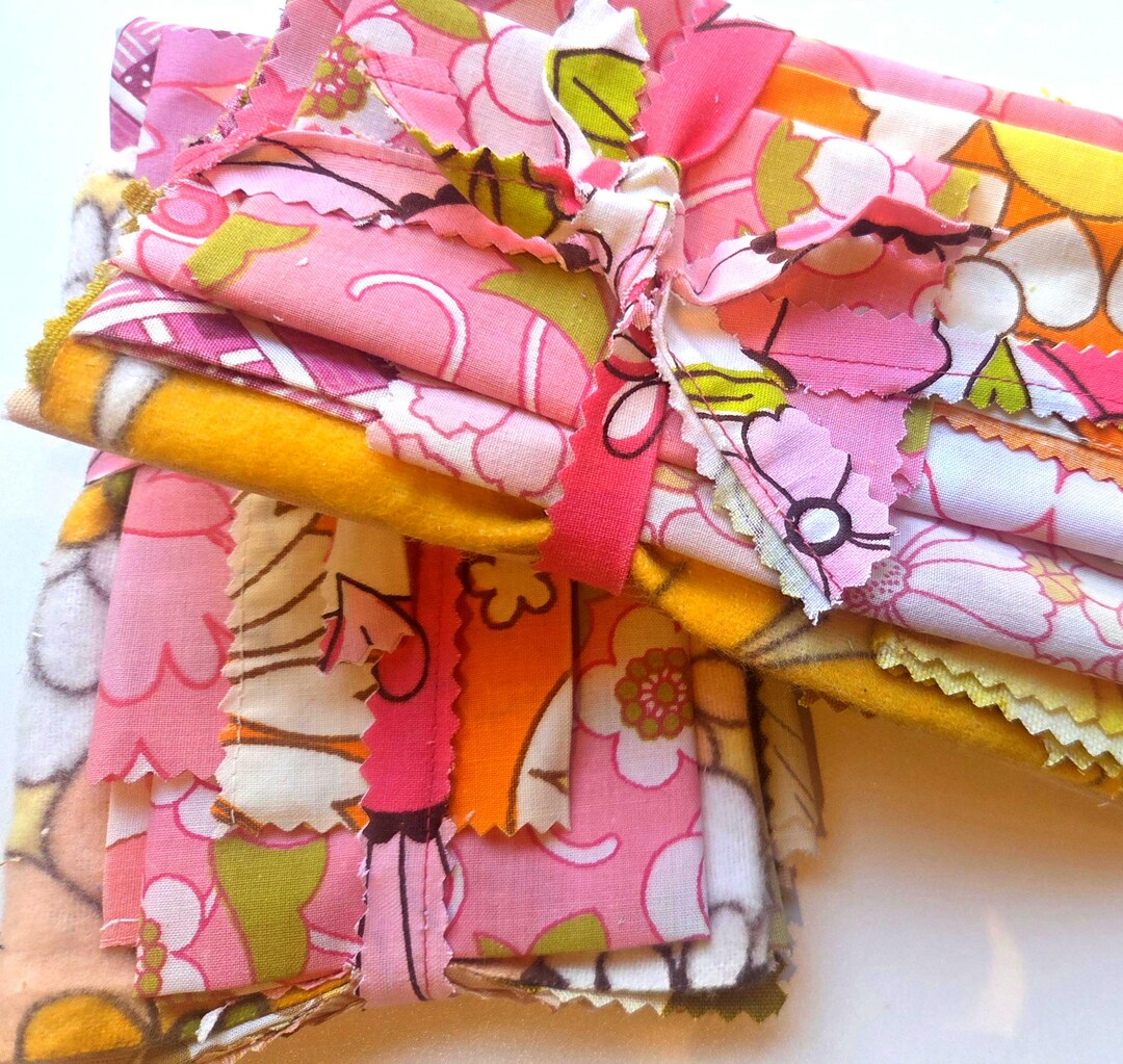 Vintage Fabric Bundle: 70s Fabric, 100g Small Piece and Scrap Bundle ...