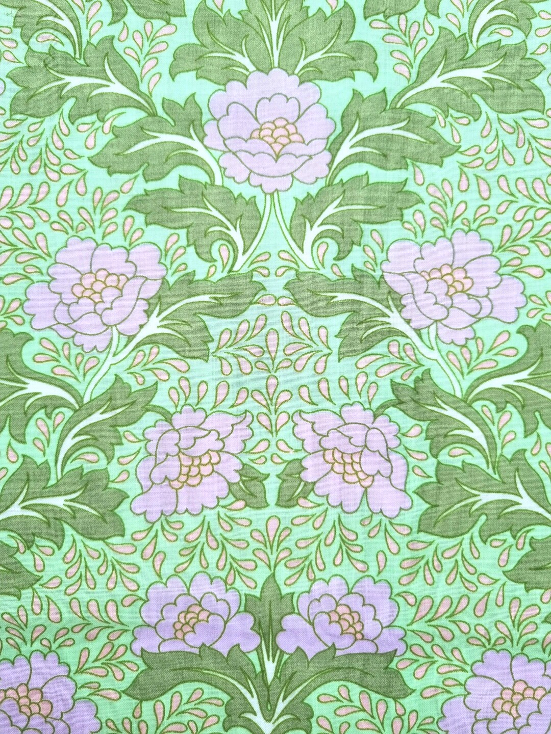 Vintage Fabric, 70s Fabric, Bassetti Italian Fabric, Purple Lilac Green ...