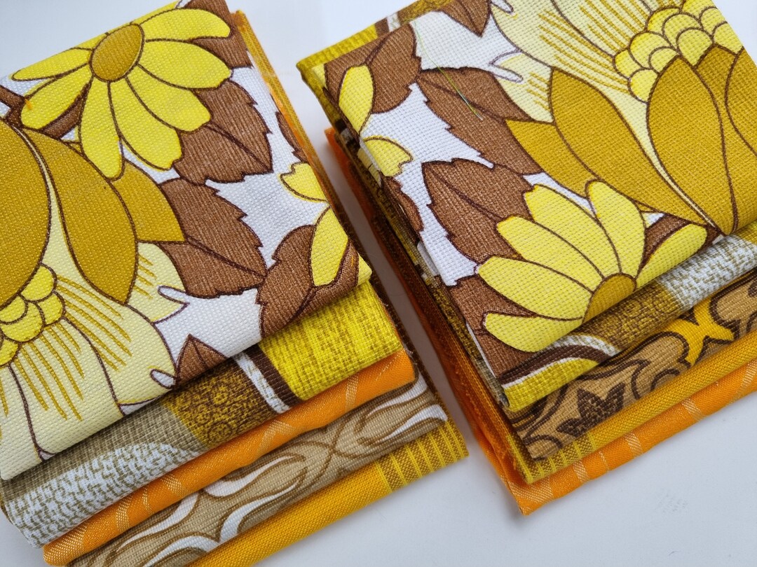 Vintage Fabric Bundle 70s Fabric 5X Fat Quarters Floral Retro ...