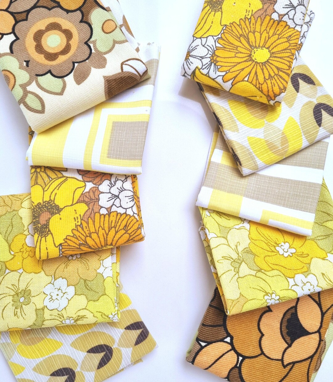 Vintage Fabric Bundle, 70s Fabric, 5 Vintage Fat Quarters, Floral ...