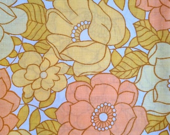 Vintage Fabric 70s Fabric New Unused Boho Fabric Vibrant Pink Yellow ...