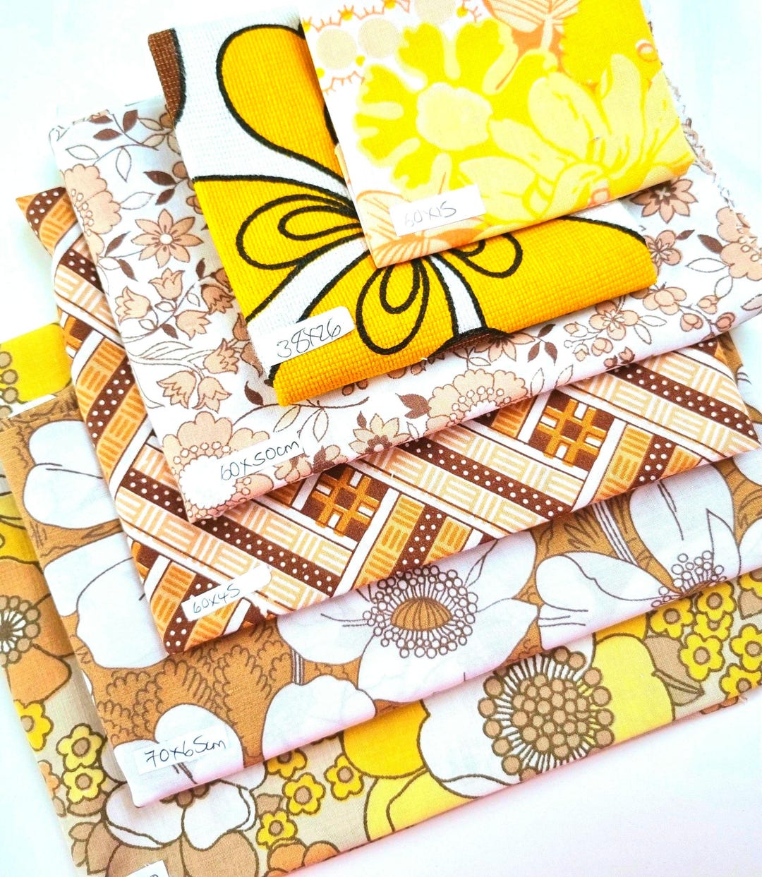 70s Fabric Bundle: Vintage Fabric Small Piece/ Scrap Bundle, 275g ...