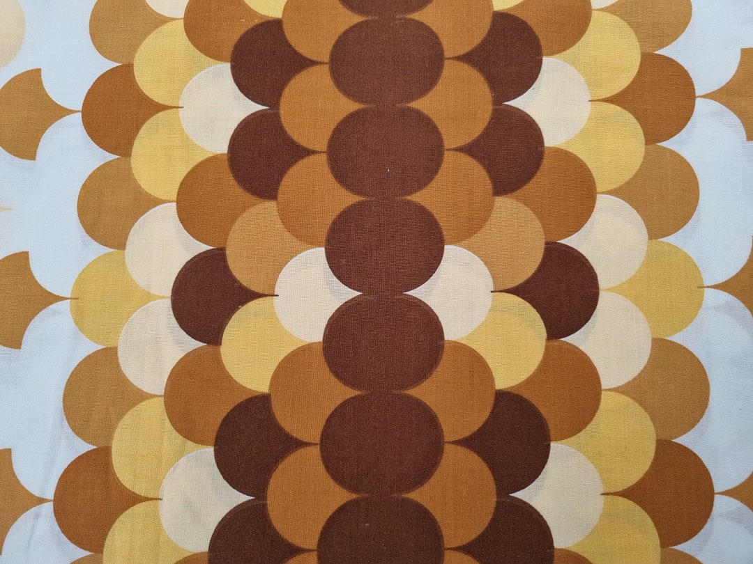 Vintage Fabric Geometric 70s Fabric Retro Midcentury Brown Funky ...