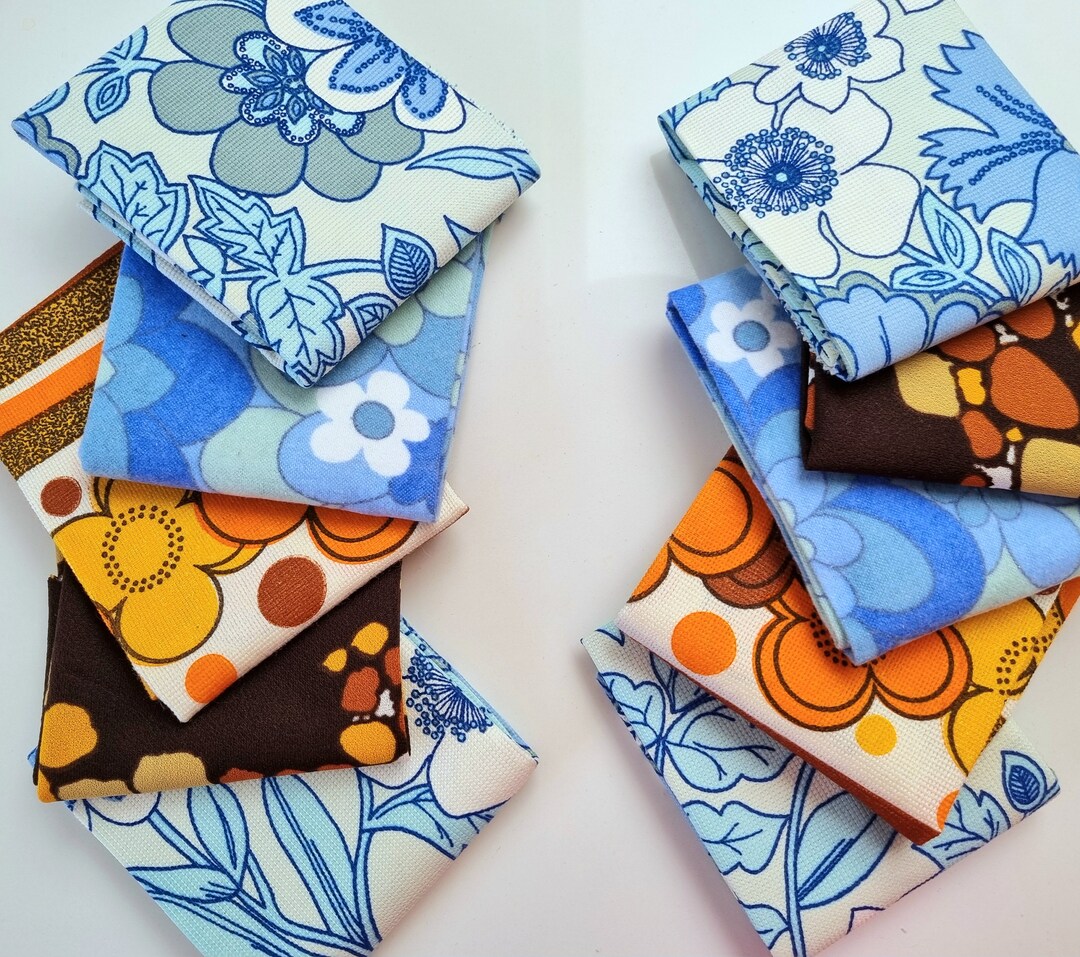 Vintage Fabric Bundle | 70s Fabric| 5X Fat Quarters | Floral | Retro ...