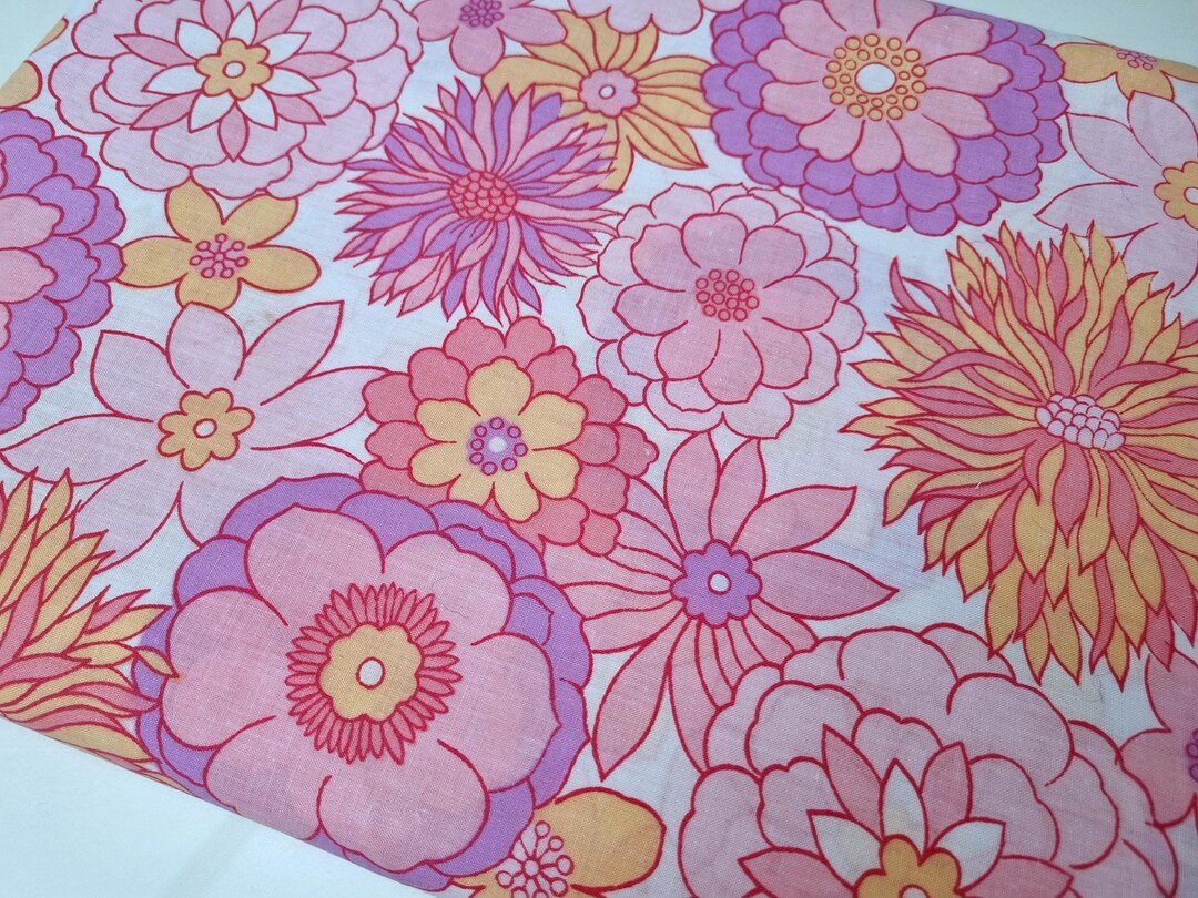 Vintage Fabric 70s Fabric Retro Flower Power boho Kitsch Midcentury ...