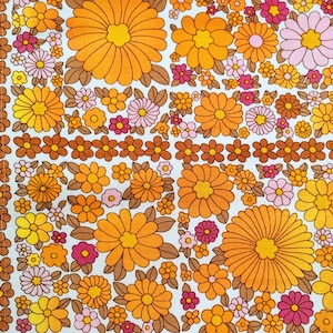 Vintage Fabric, 70s Fabric by Jean Saudemont, Retro Fabric, Orange ...