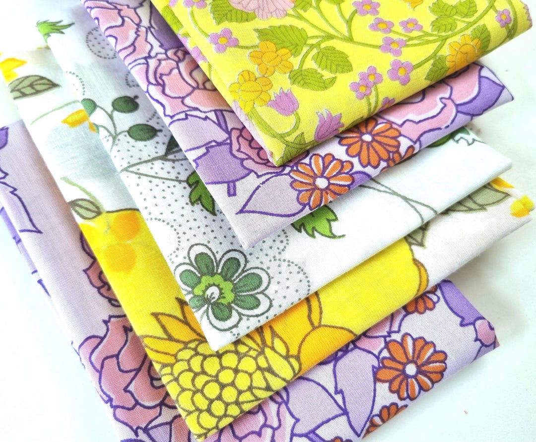 Vintage Fabric Bundle | 70s Fabric| 5X Fat Quarters | Floral | Retro ...