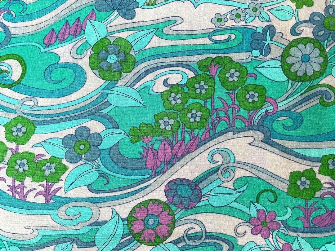 Vintage Fabric, 70s Fabric, Jonelle Water Music, Retro Fabric ...