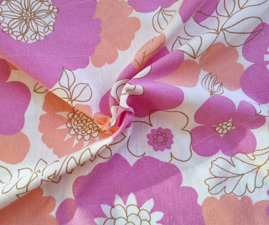 Vintage Fabric 70s Fabric Retro Flower Power boho Kitsch Midcentury ...