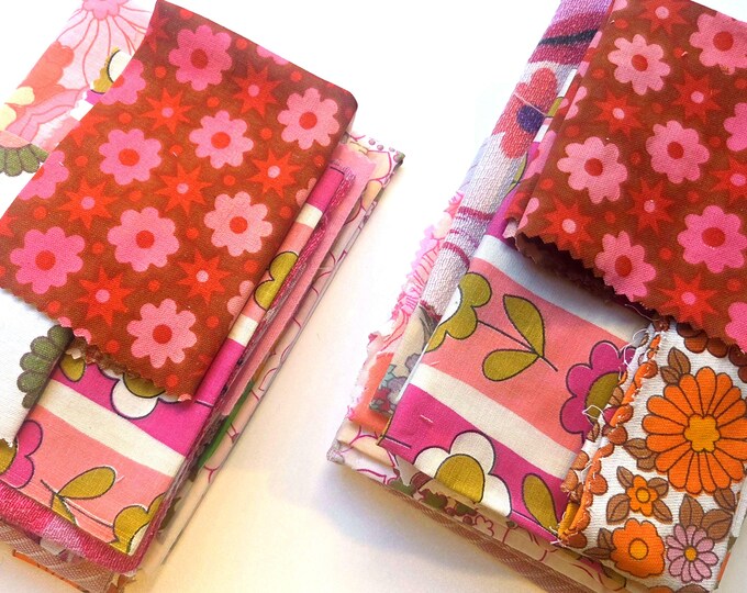 Vintage Fabric Bundle: 70s Fabric, 200g Small Piece and Scrap Bundle ...