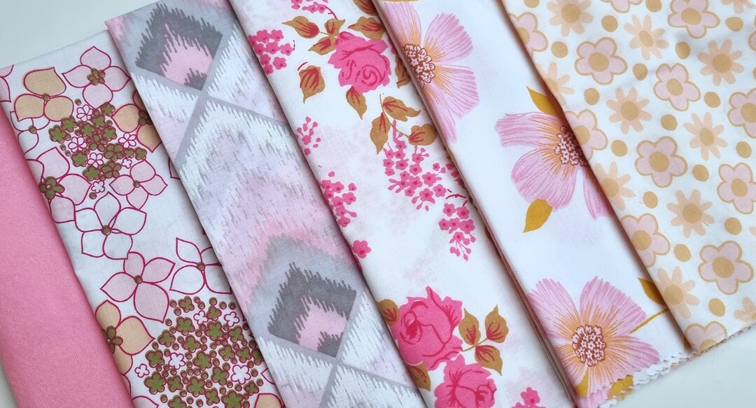 Vintage Fabric Bundle 70s Fabric 6X Fat Quarters Floral Retro ...