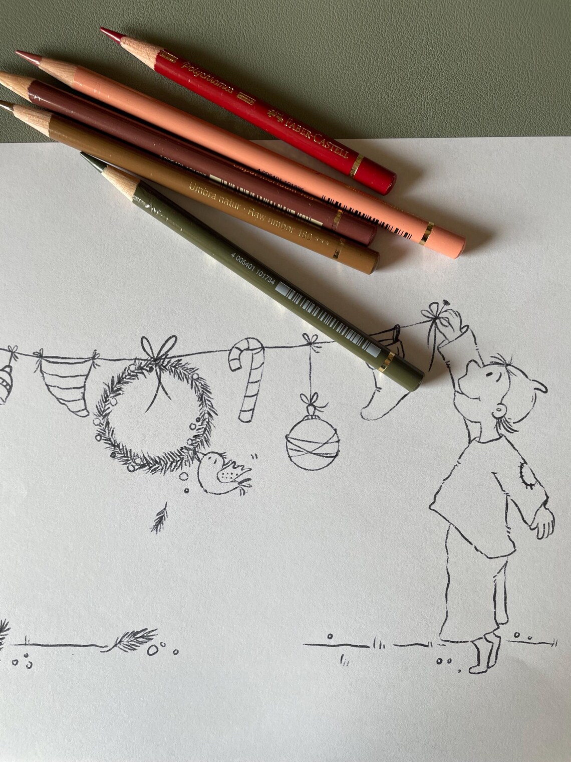 File "christmas Garland" Christmas Coloring Page to Print, Color, Craft ...