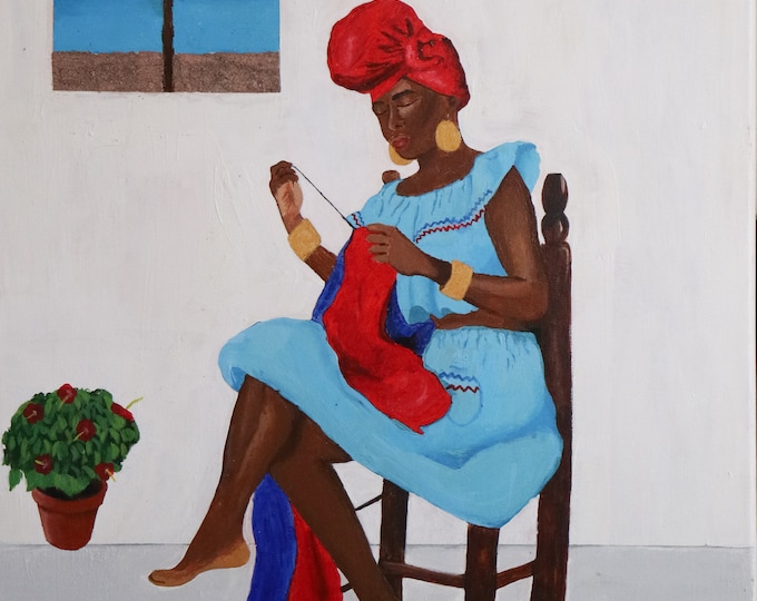 Haitian Art, Catherine Flon, Original Acrylic Painting With Sand, 24x36 ...