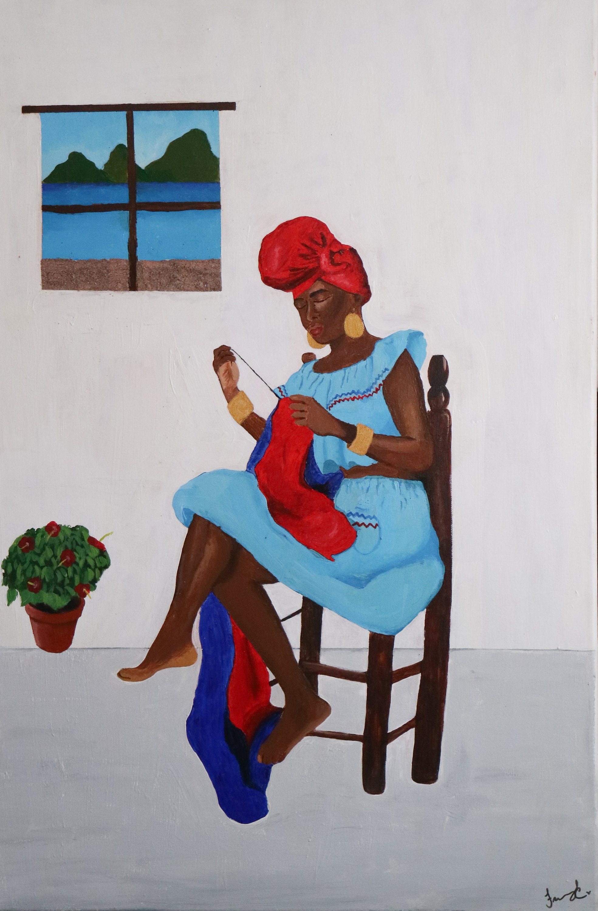 Haitian Art, Catherine Flon, Acrylic Painting on Canvas 24"x36 ...