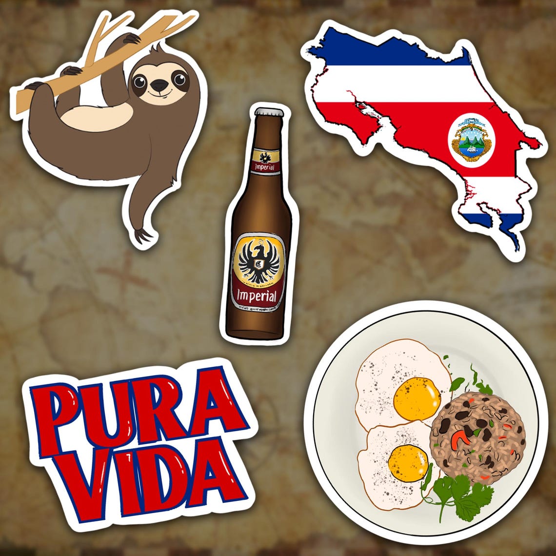 Costa Rica Pride Sticker Pack, Waterproof Vinyl Decals - Etsy