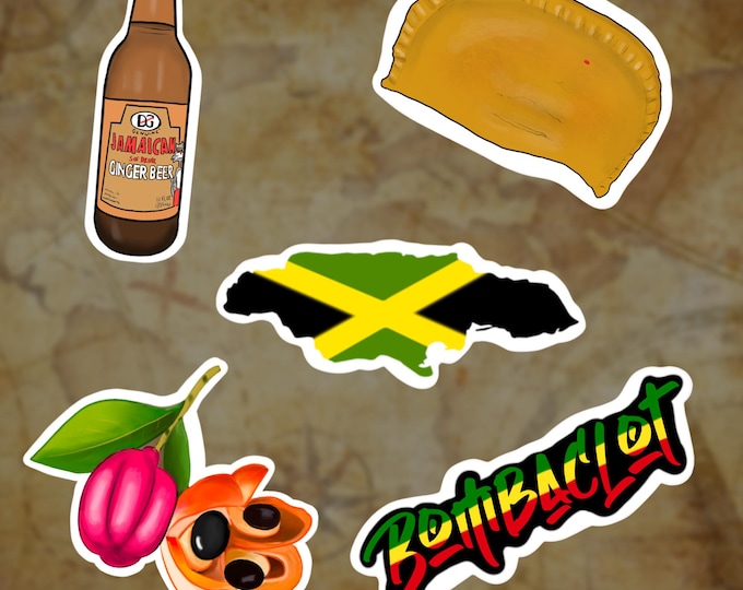 Jamaican Food & Culture Sticker Pack, Waterproof Vinyl Decals - Etsy