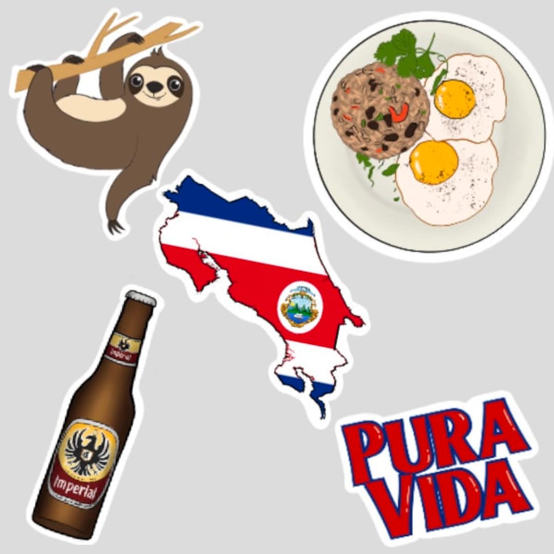 Costa Rica Sticker Pack, Costa Rican Pride, Gallo Pinto Stickers, Pura ...