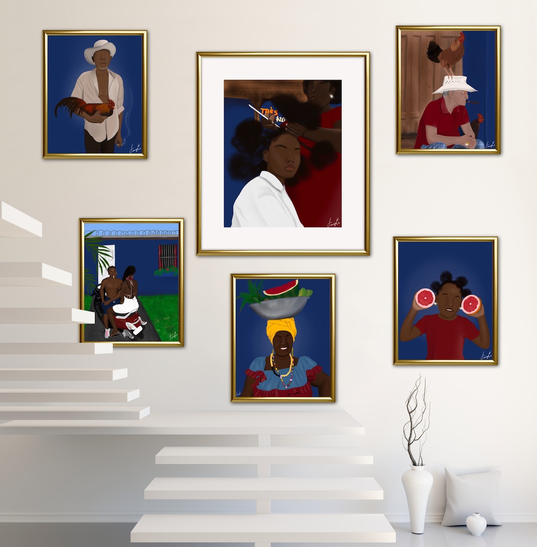Haitian Art Set of 6 Prints, Digital Download, Gallery Wall Set, Black ...