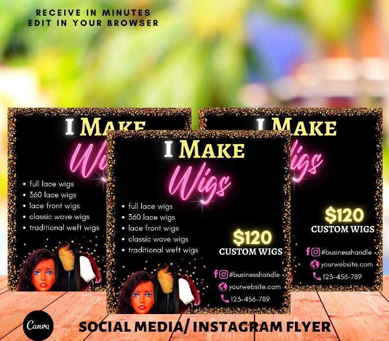Diy Wig Flyer Template Wig Maker Custom Wigs Wig Sale Hair - Etsy
