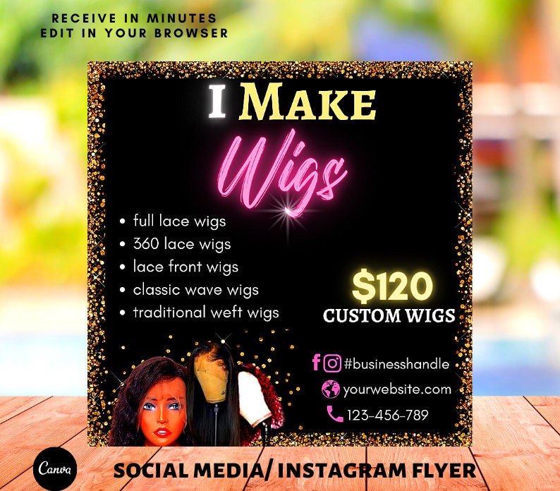 Diy Wig Flyer Template Wig Maker Custom Wigs Wig Sale Hair - Etsy