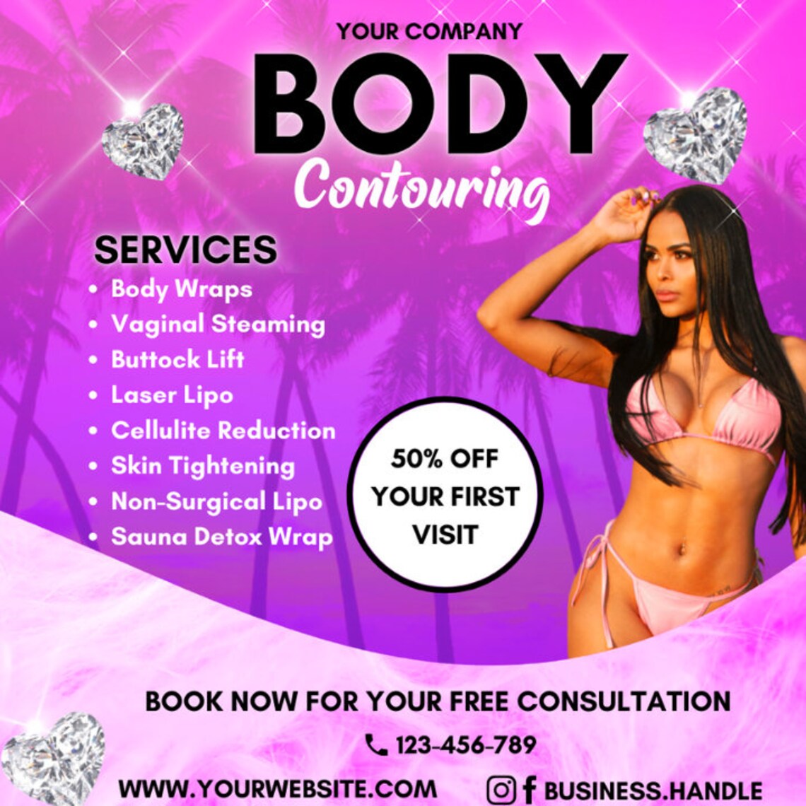 Body Contouring Flyer Template Diy Bbl Flyer Social Media Etsy