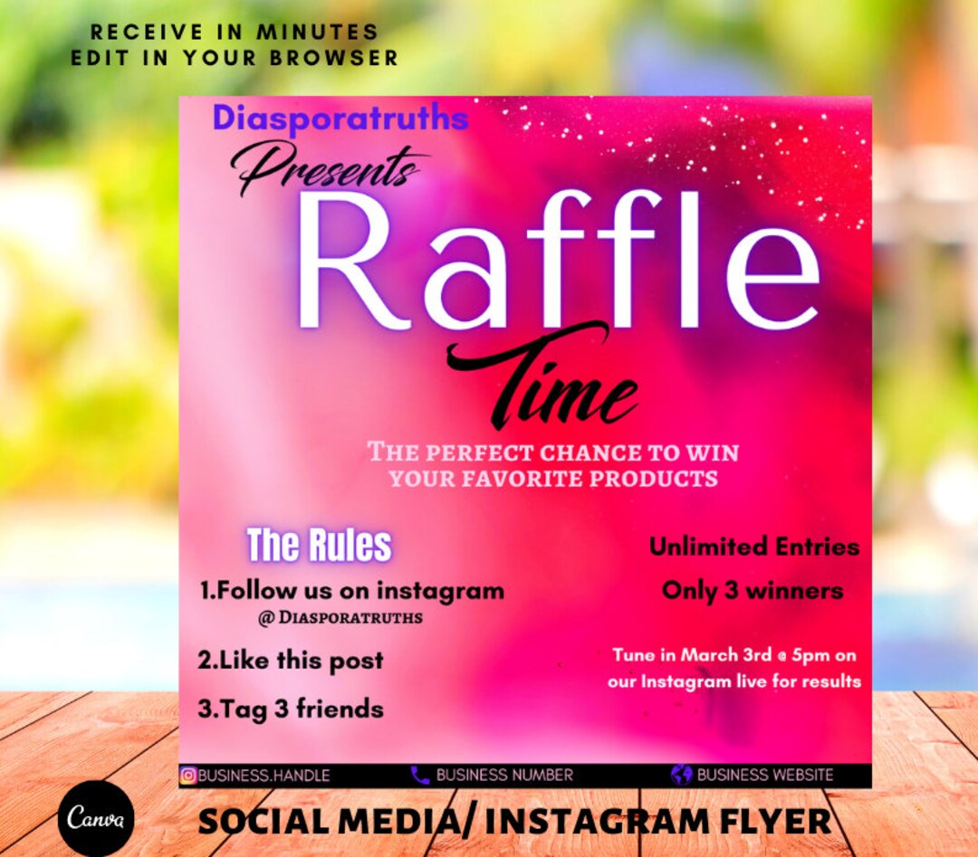 Raffle Flyer Template, Raffle Flyer for Hair, Raffle Fundraiser Flyer ...