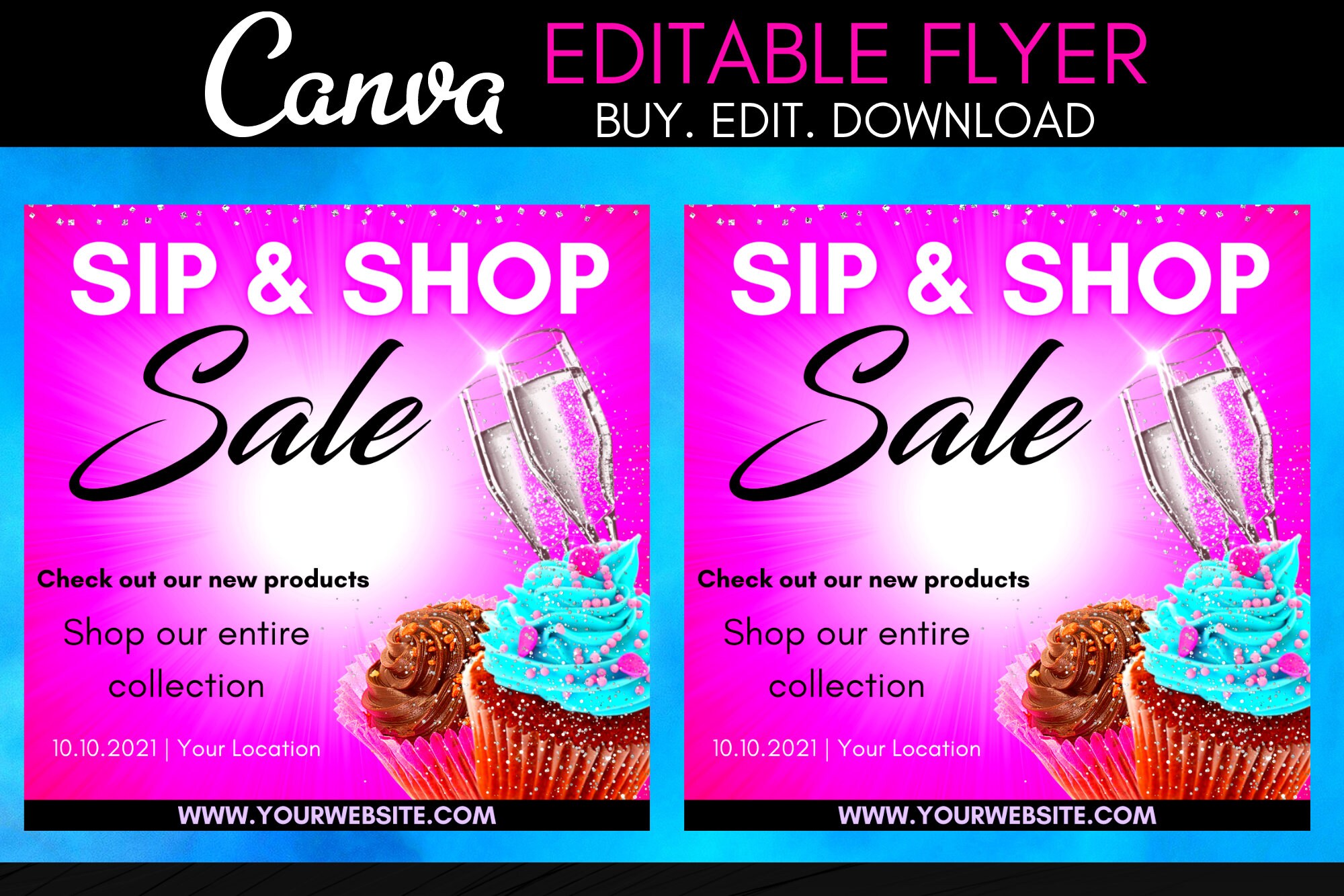 Sip and Shop Sale Flyer Diy Pop up Shop Flyer Vendor Flyer - Etsy